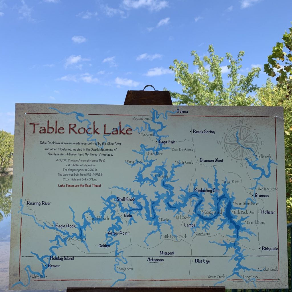 TABLE ROCK LAKE METAL VINT/RED MAP 24" X 36" - The Crystal Fish Gifts